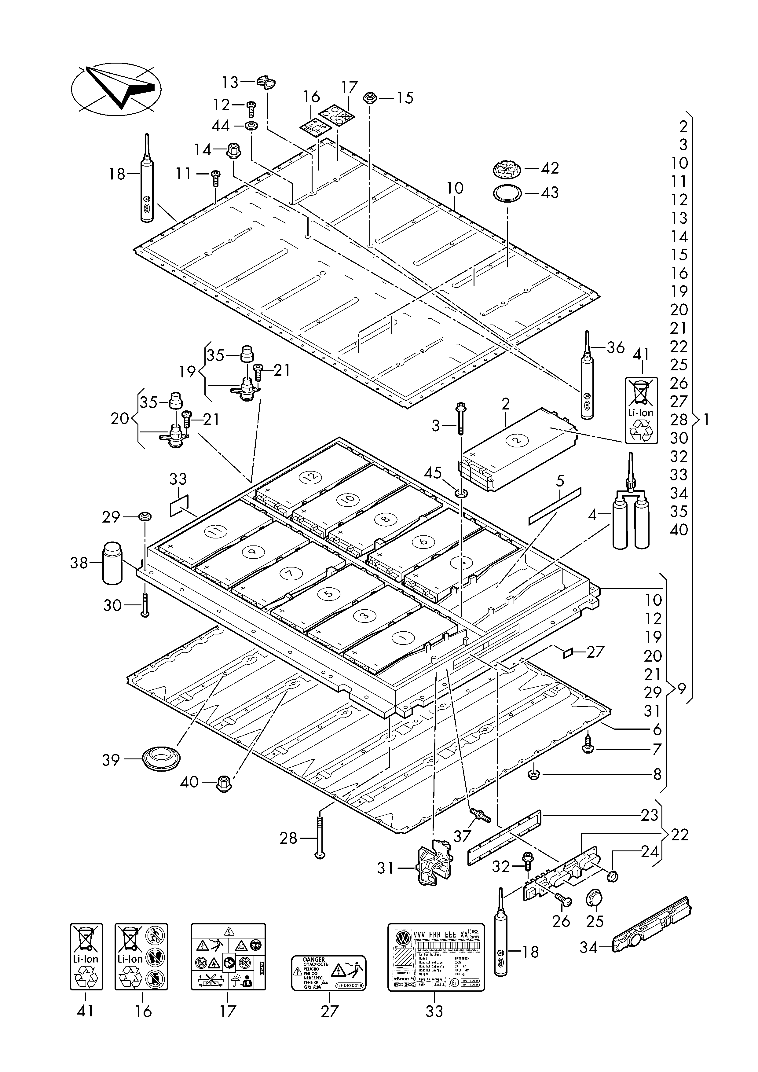 915 - Battery; High-voltage battery; Control unit; Voltage converter ...