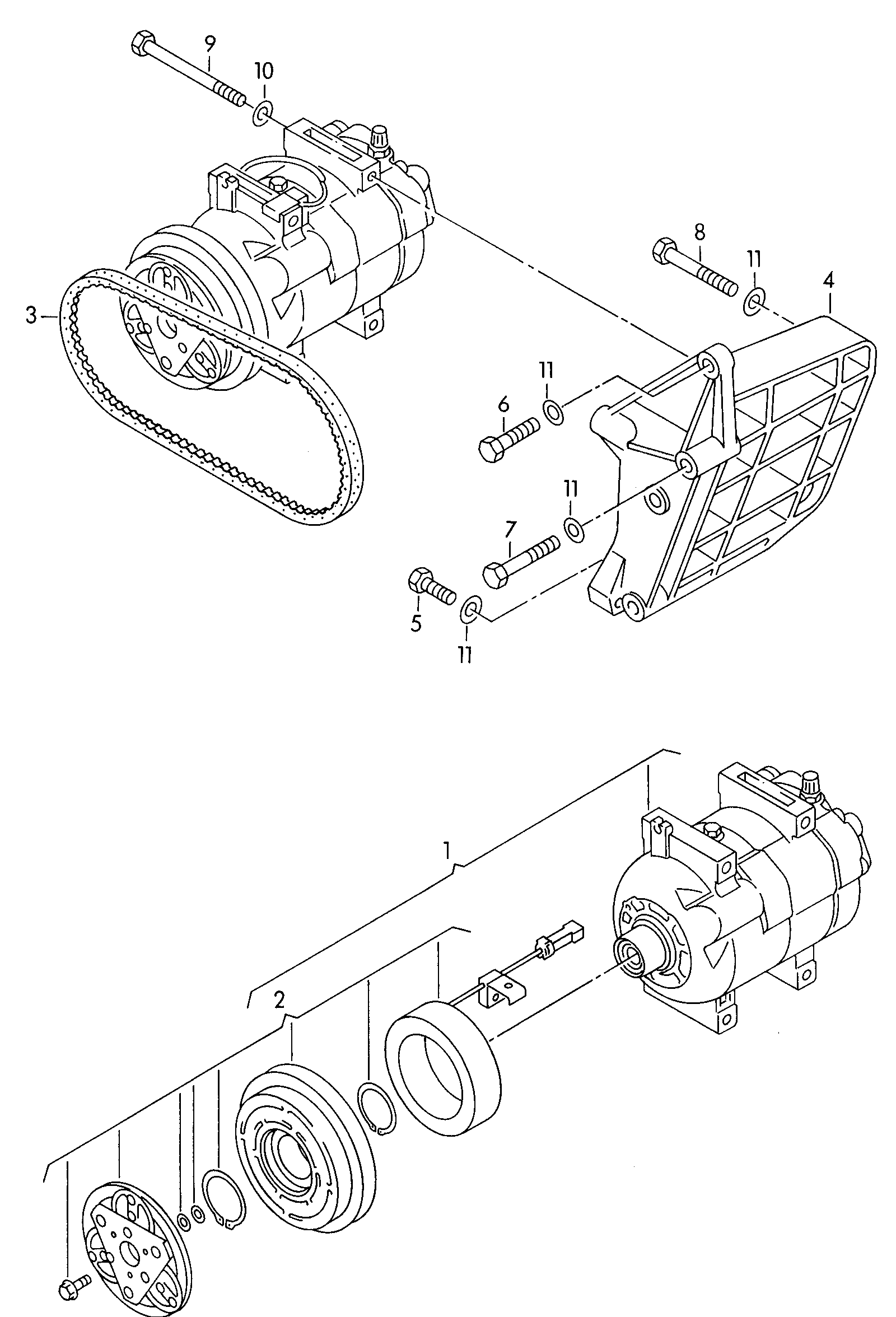 260 - A/C compressor; connecting and mounting parts for compressor; A/C ...