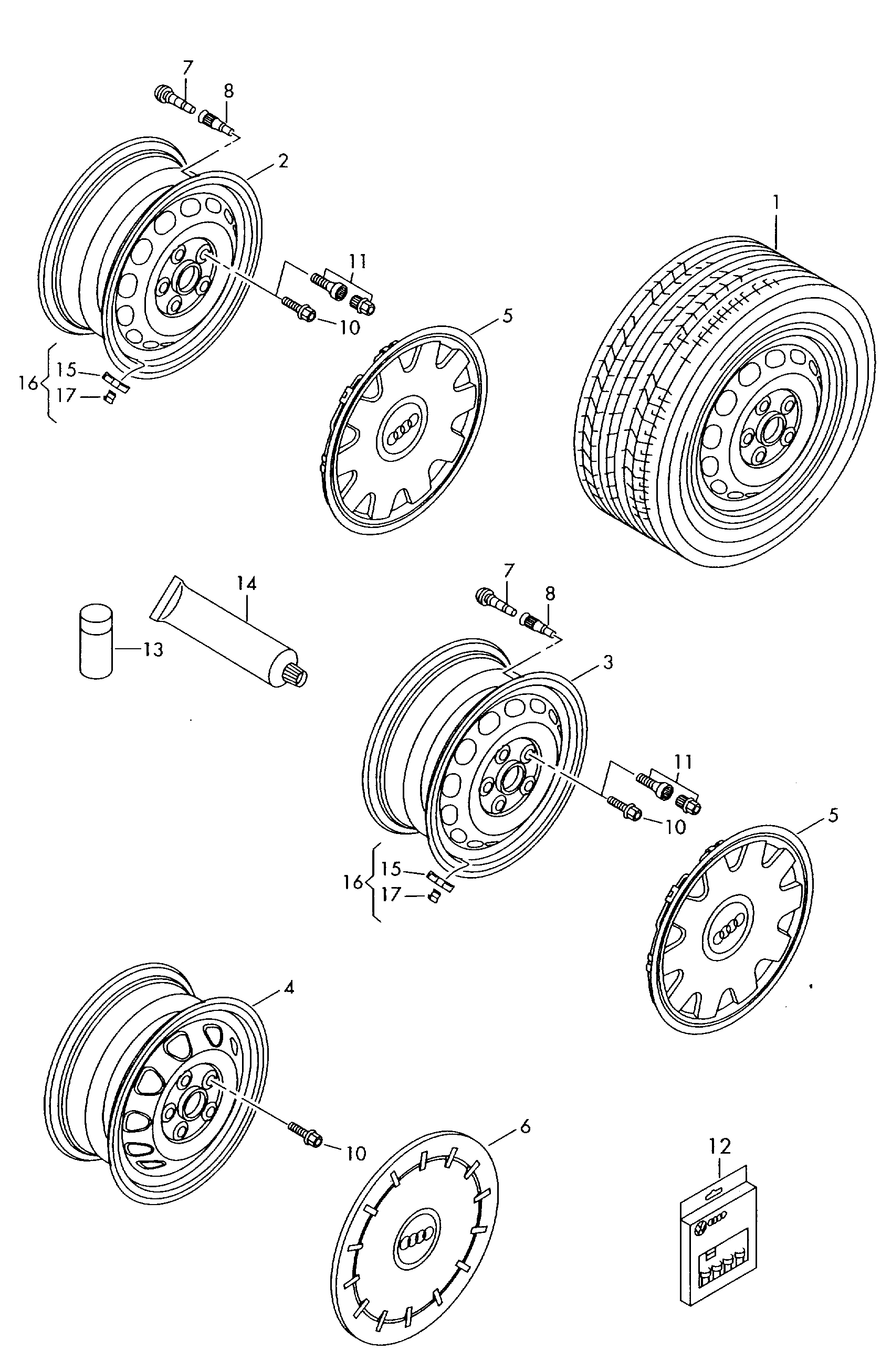 601 - Steel rim; Aluminium rim - Audi A2, Audi A2 1.4 - Amayama
