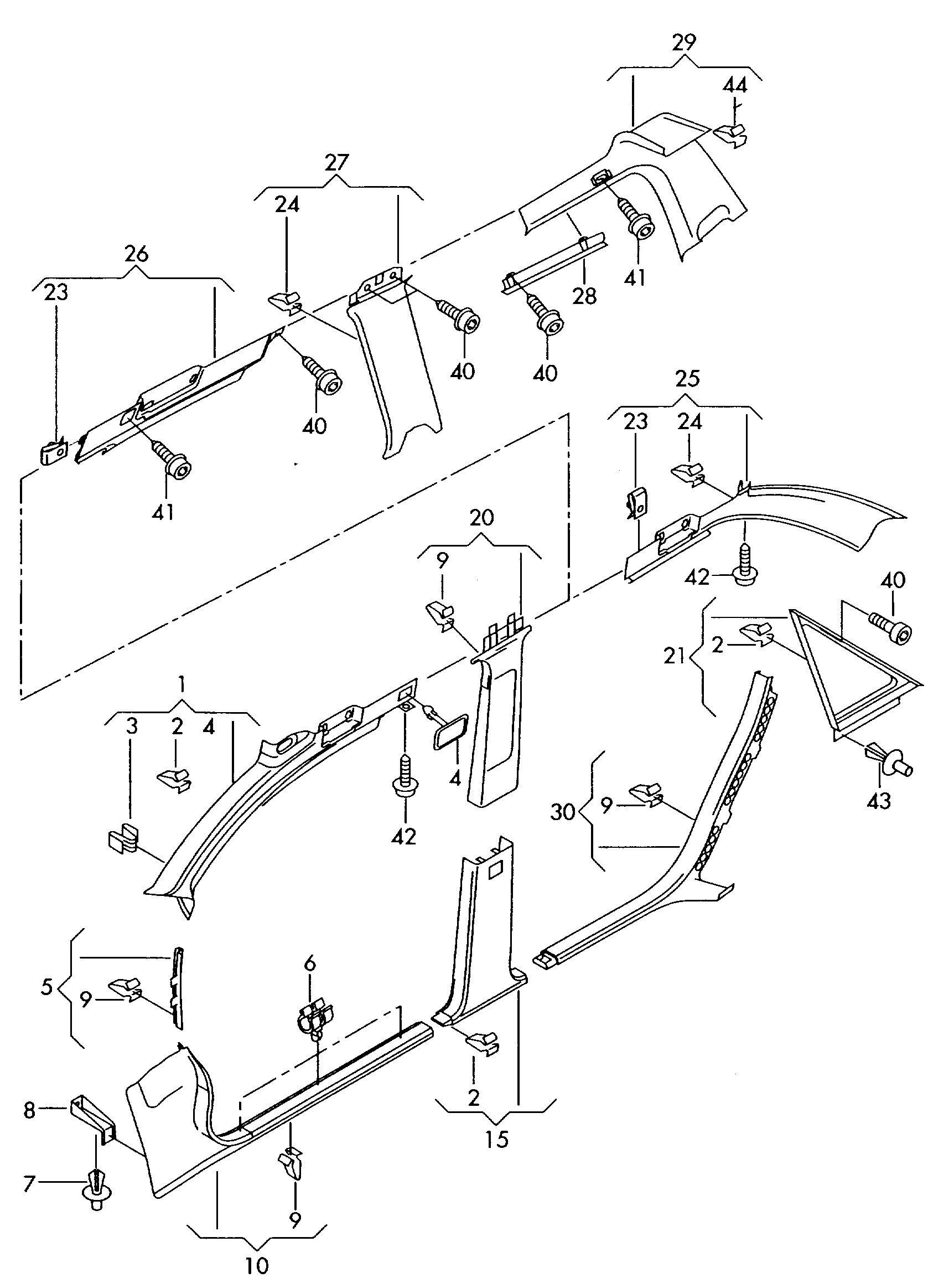 867 - Individual part; door trim panel; roof trim; ound insulation for ...