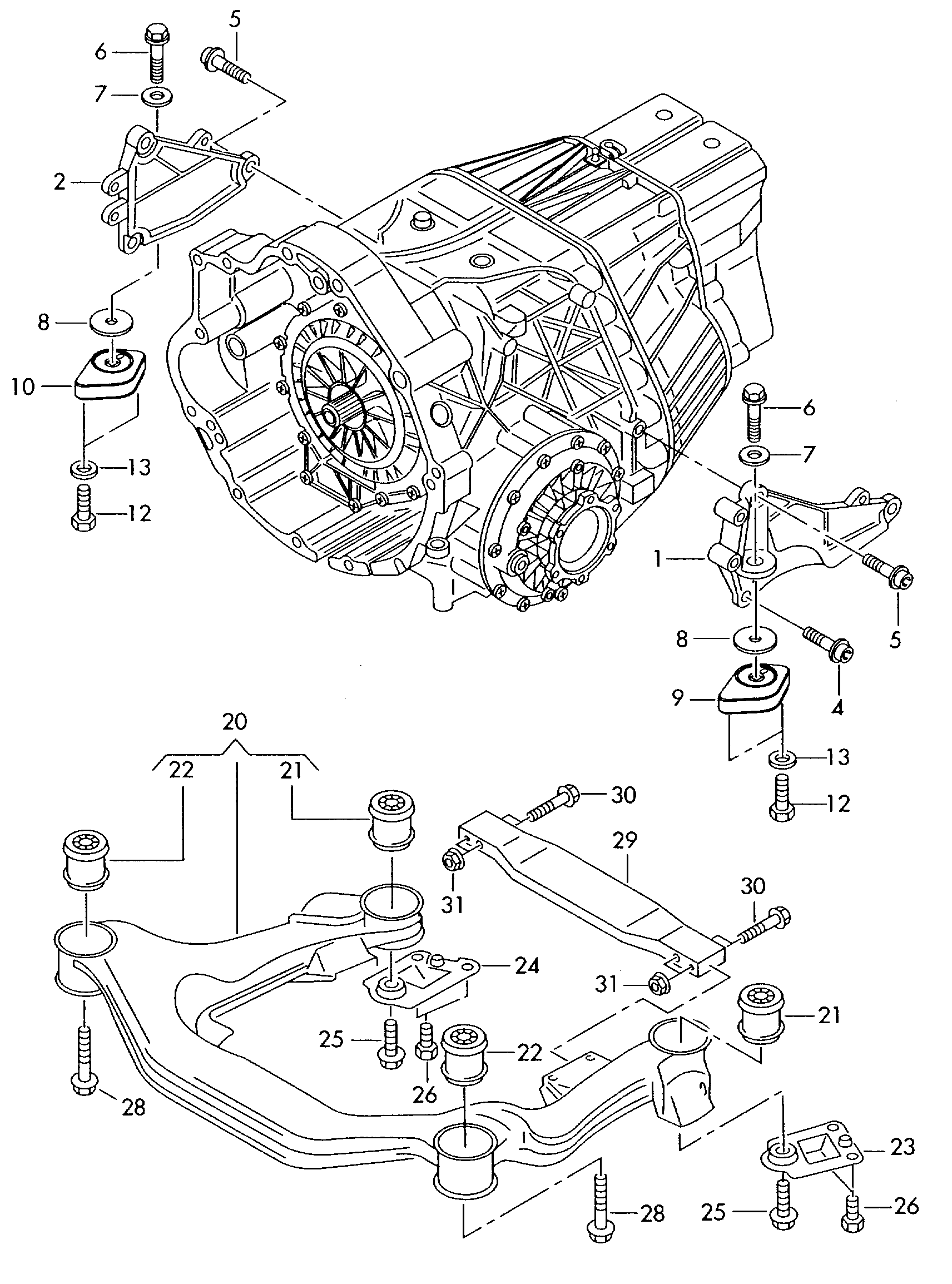 399 - transmission securing part; Support frame; for constantly ...