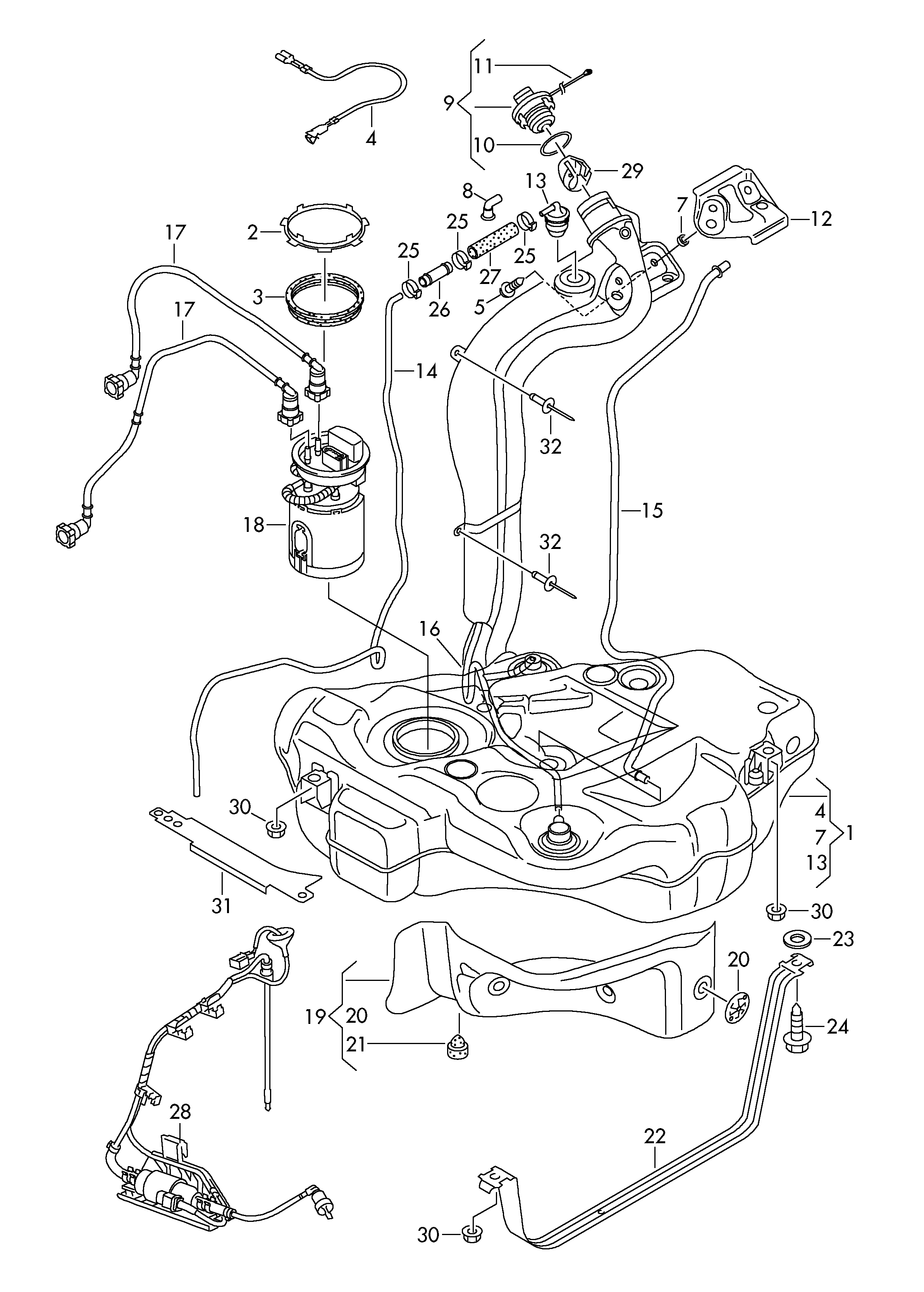 201 - fuel tank with attachment; Fuel line; Fuel filter; fuel cooling ...