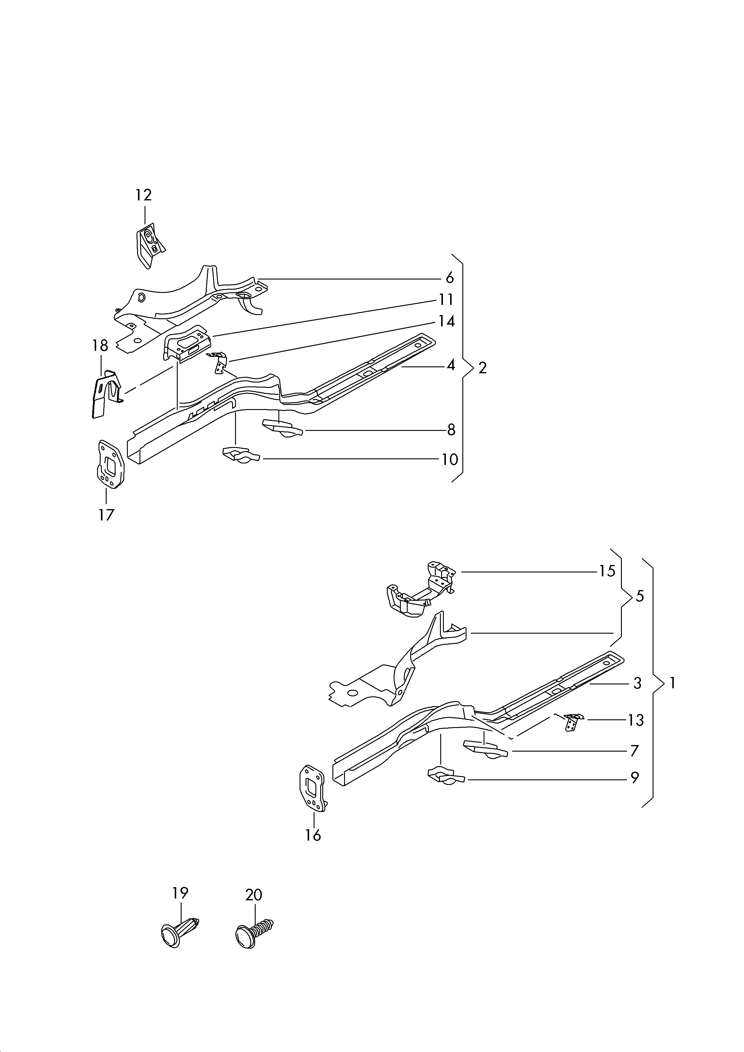 803 - Side member; Bottom plate; Bung - Audi A3 Sportback, Audi A3 ...