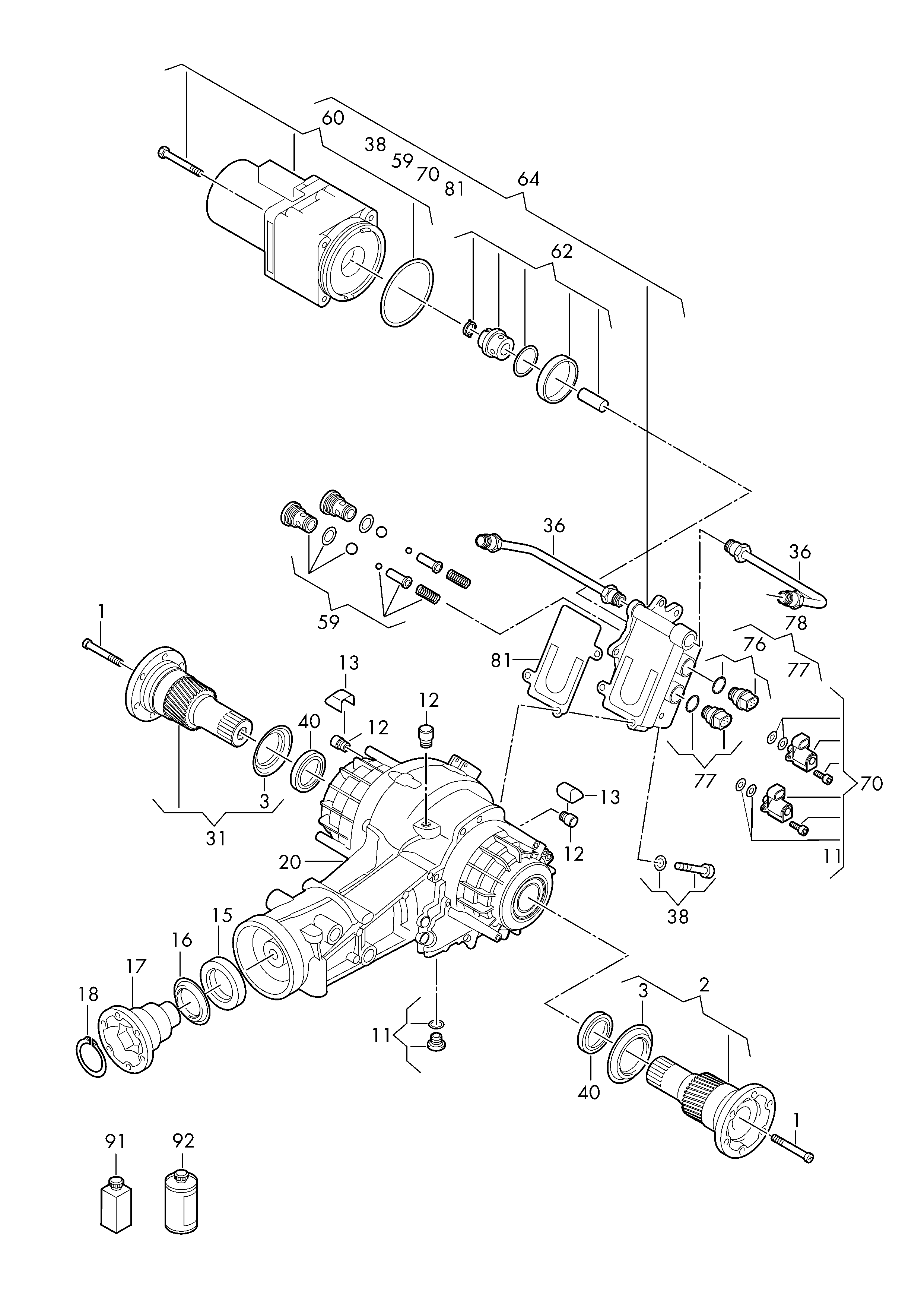 525 - rear axle housing; Flanged shaft; Pump - Audi A5/S5 Cabriolet ...