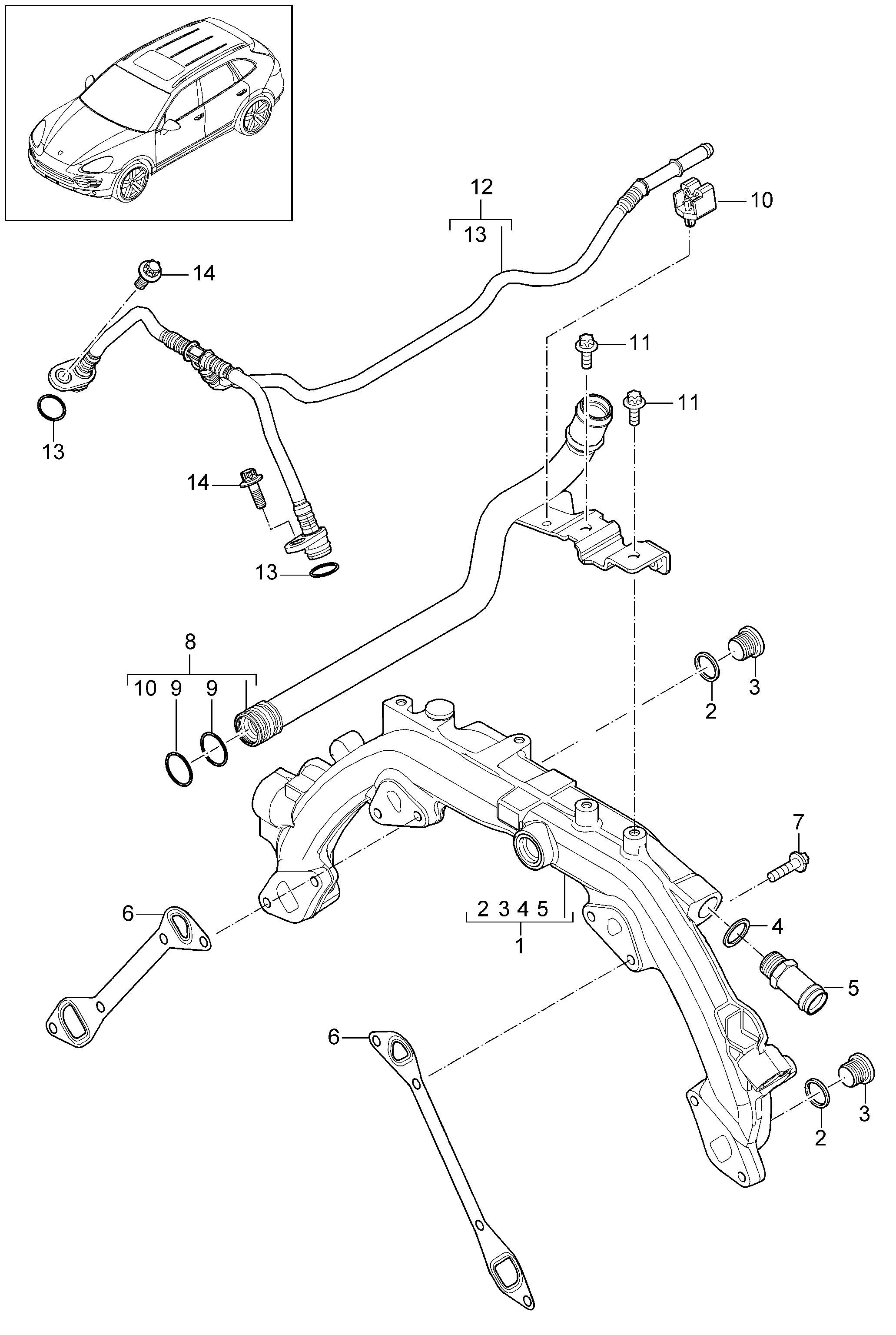 105 - Coolant pump; thermostat housing; Coolant cooling system; Cooler ...