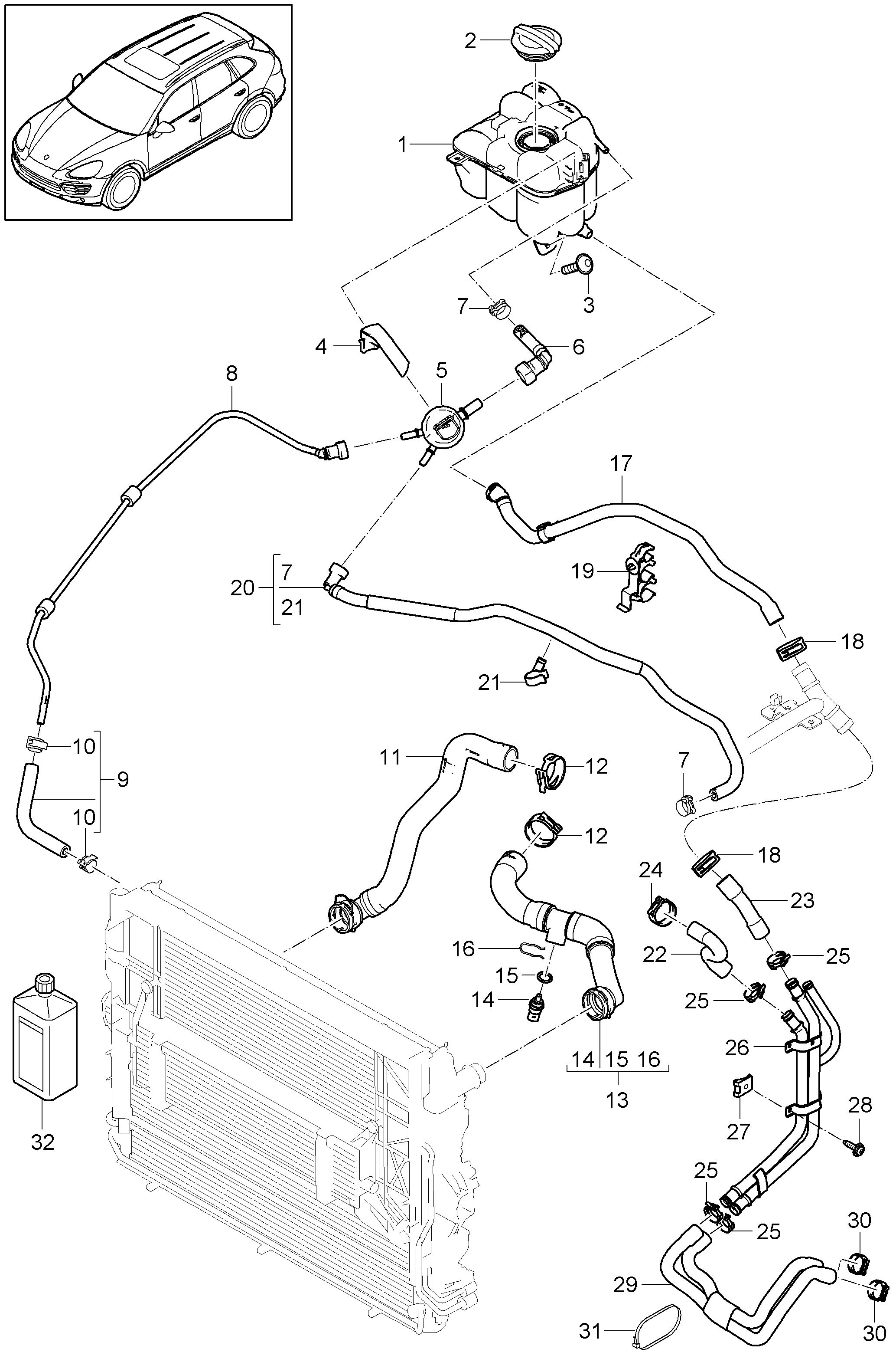 105 - Coolant pump; thermostat housing; Coolant cooling system; Cooler ...