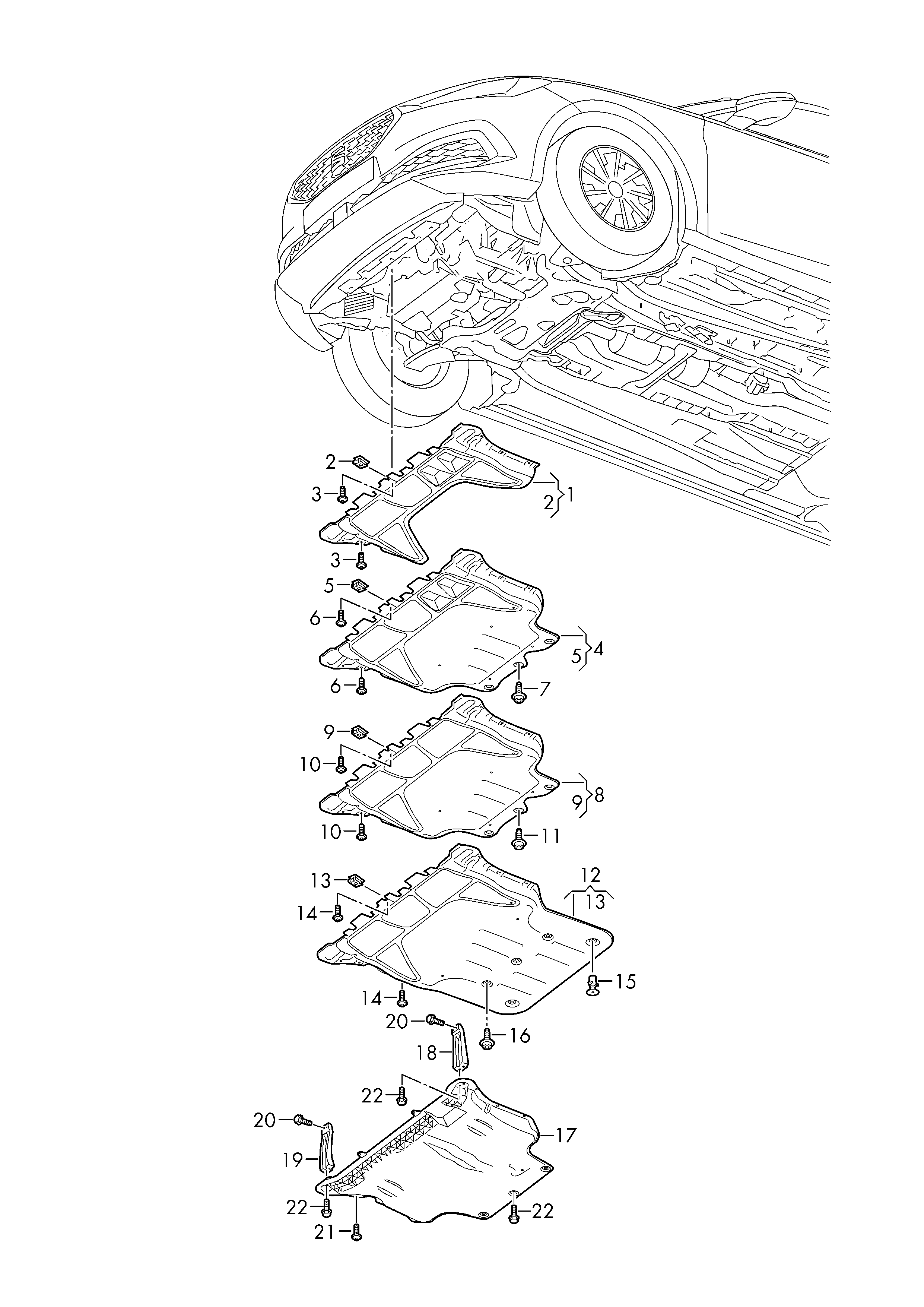 825 - Underbody trim; Noise insulation; Heat shield; engine/gearbox ...
