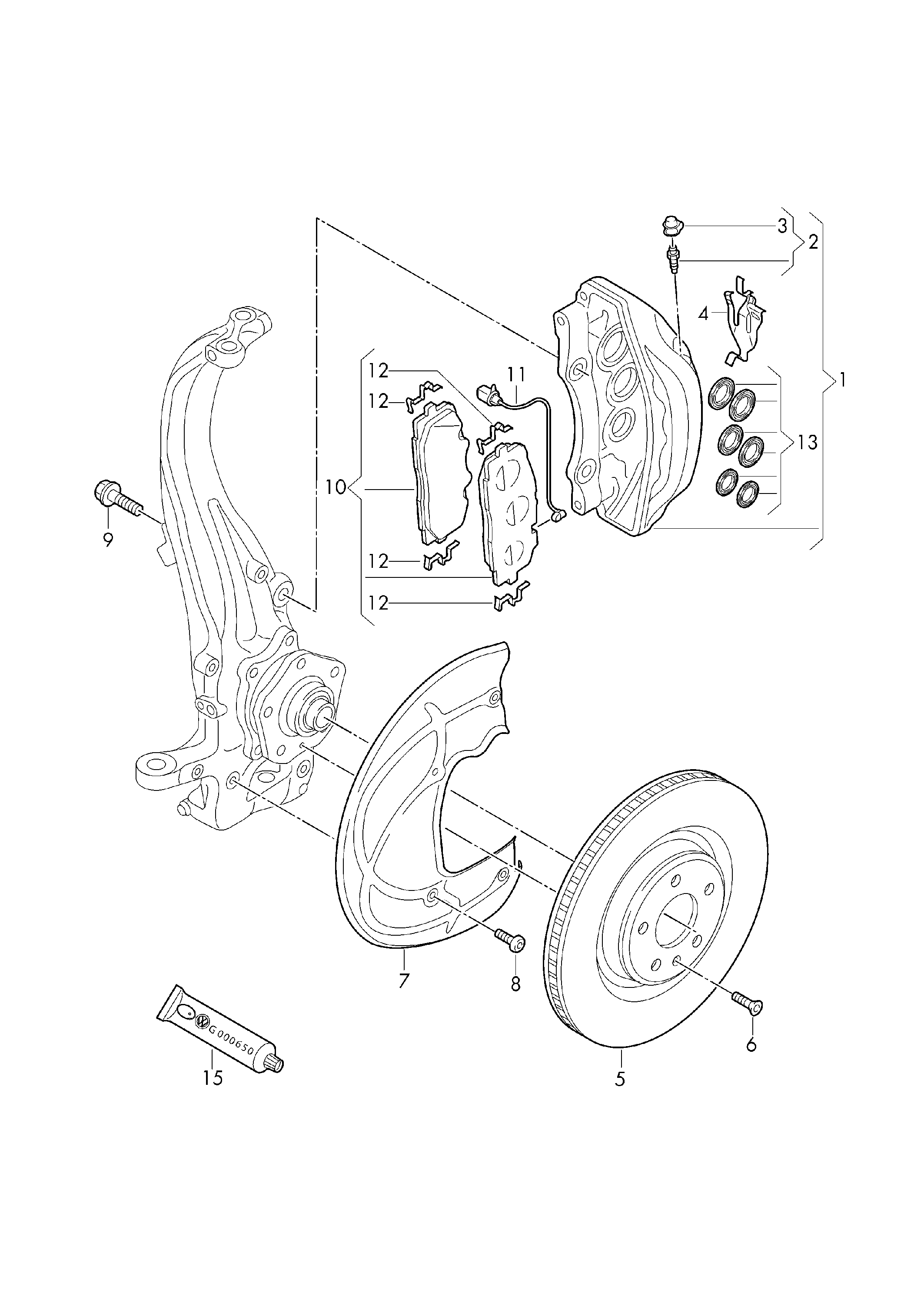 615 - Floating caliper brake; Brake caliper housing; calliper carrier ...