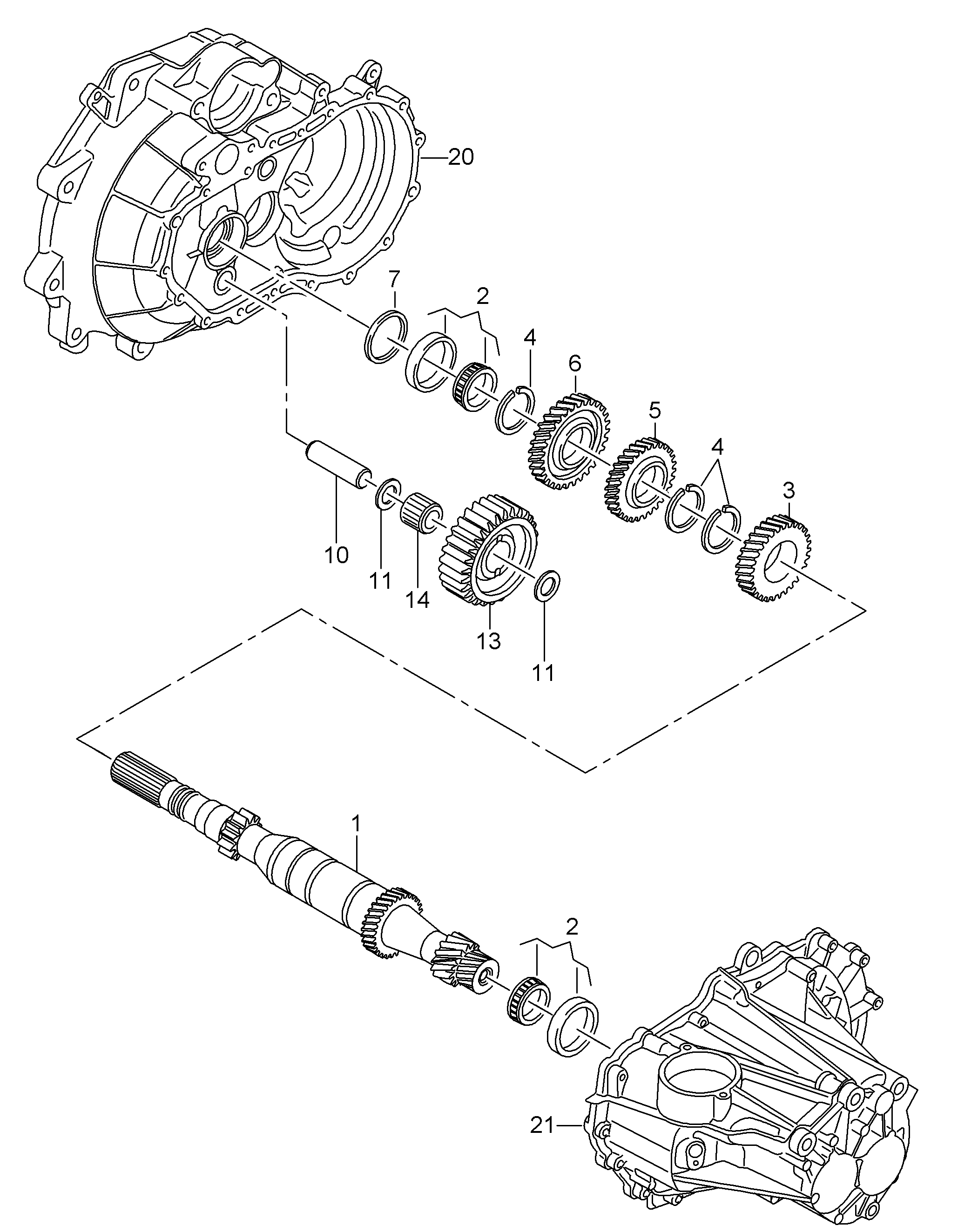 311 - gears and shaft; Output shaft; for 5 speed manual transmiss ...