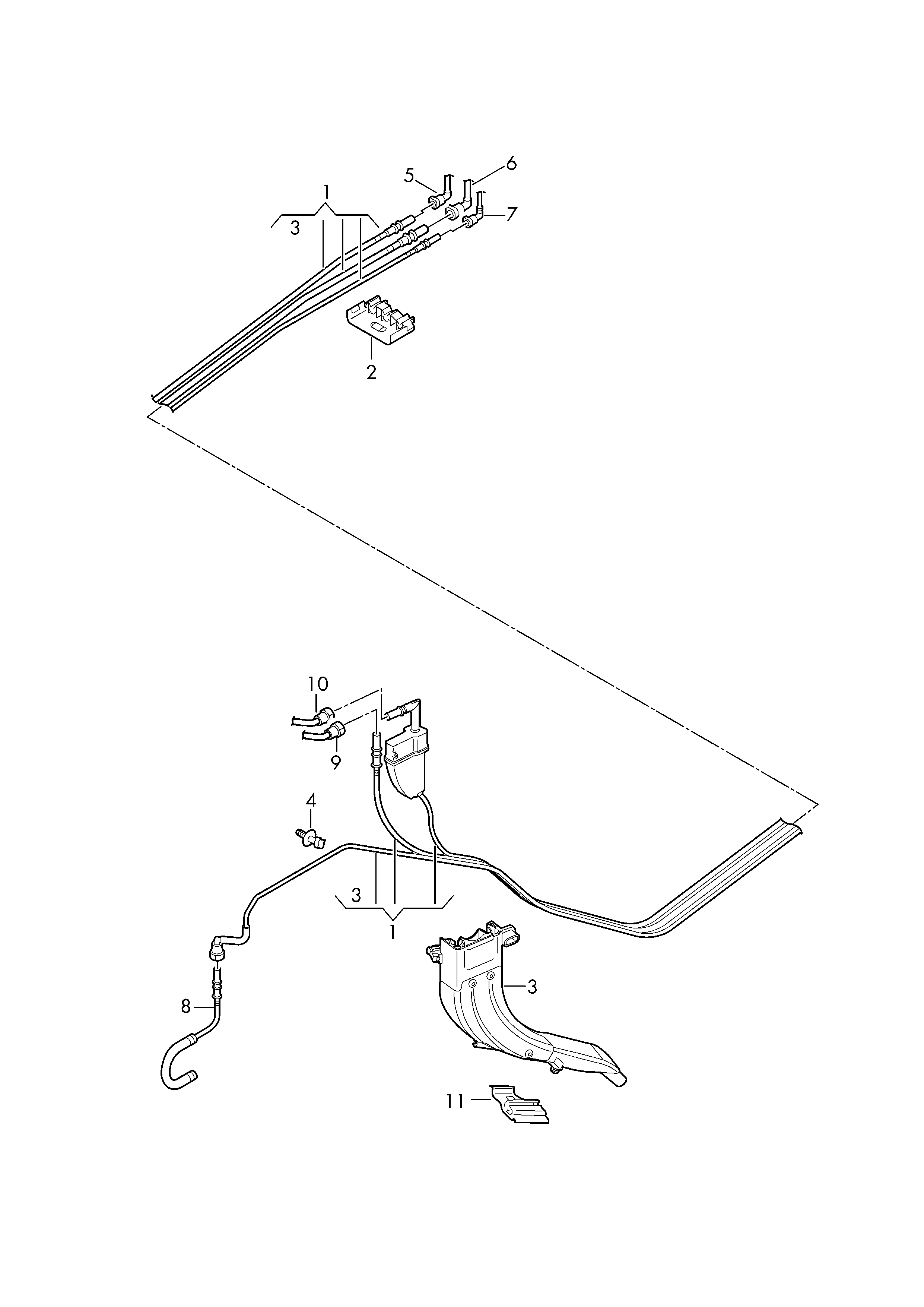 201 - Fuel line; fuel tank with attachments and narrow fuel filler neck ...