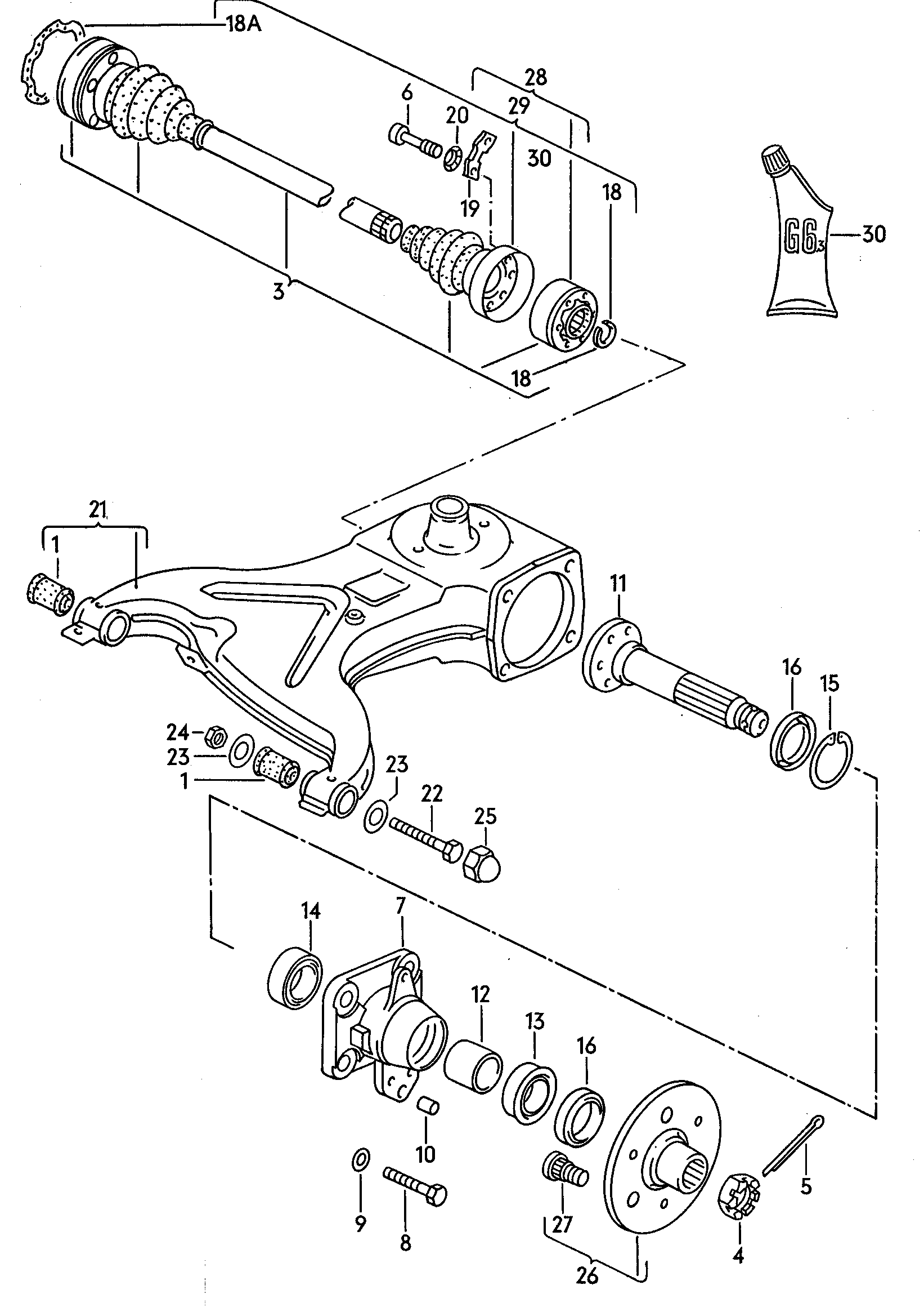 501 - Axle guide; Drive shaft - Volkswagen Typ 2 Syncro, typ 2 double ...