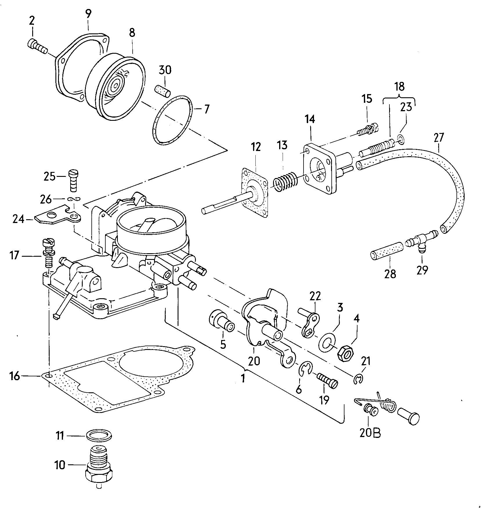 129 - Carburettor housing upper part; Carburettor housing lower part ...