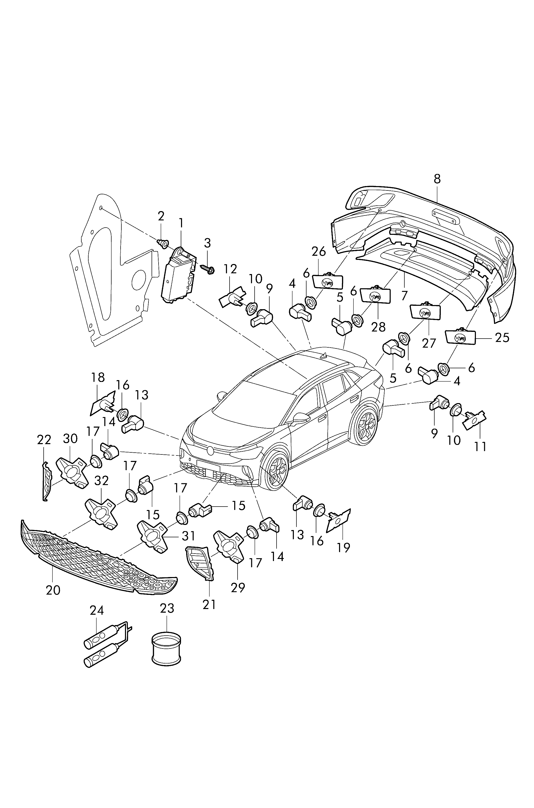 919 - Parking aid; Park steer assist; Socket - Volkswagen ID.4/ID.5, ID ...