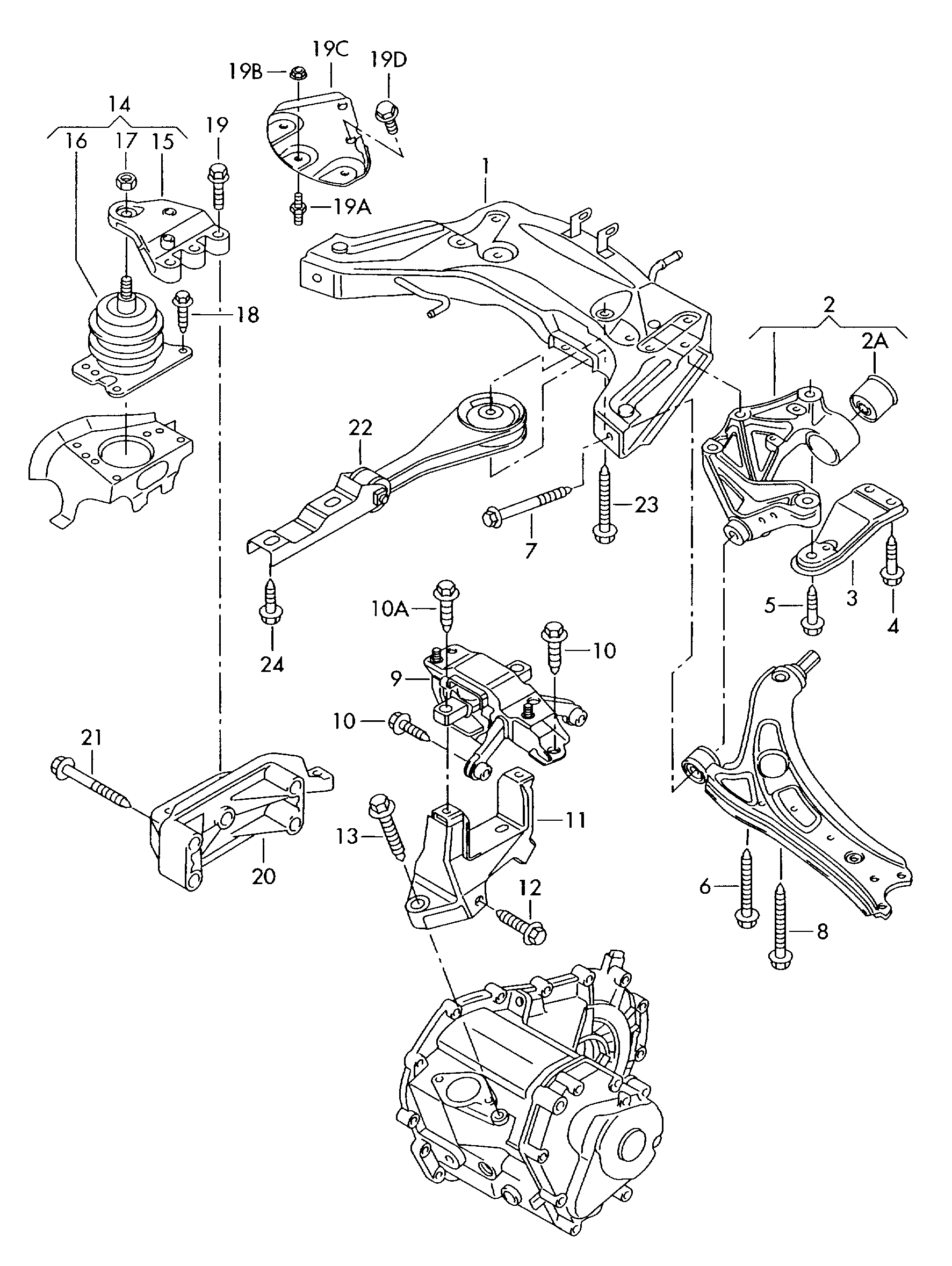 199 - mounting parts for engine and transmission - Volkswagen Polo ...
