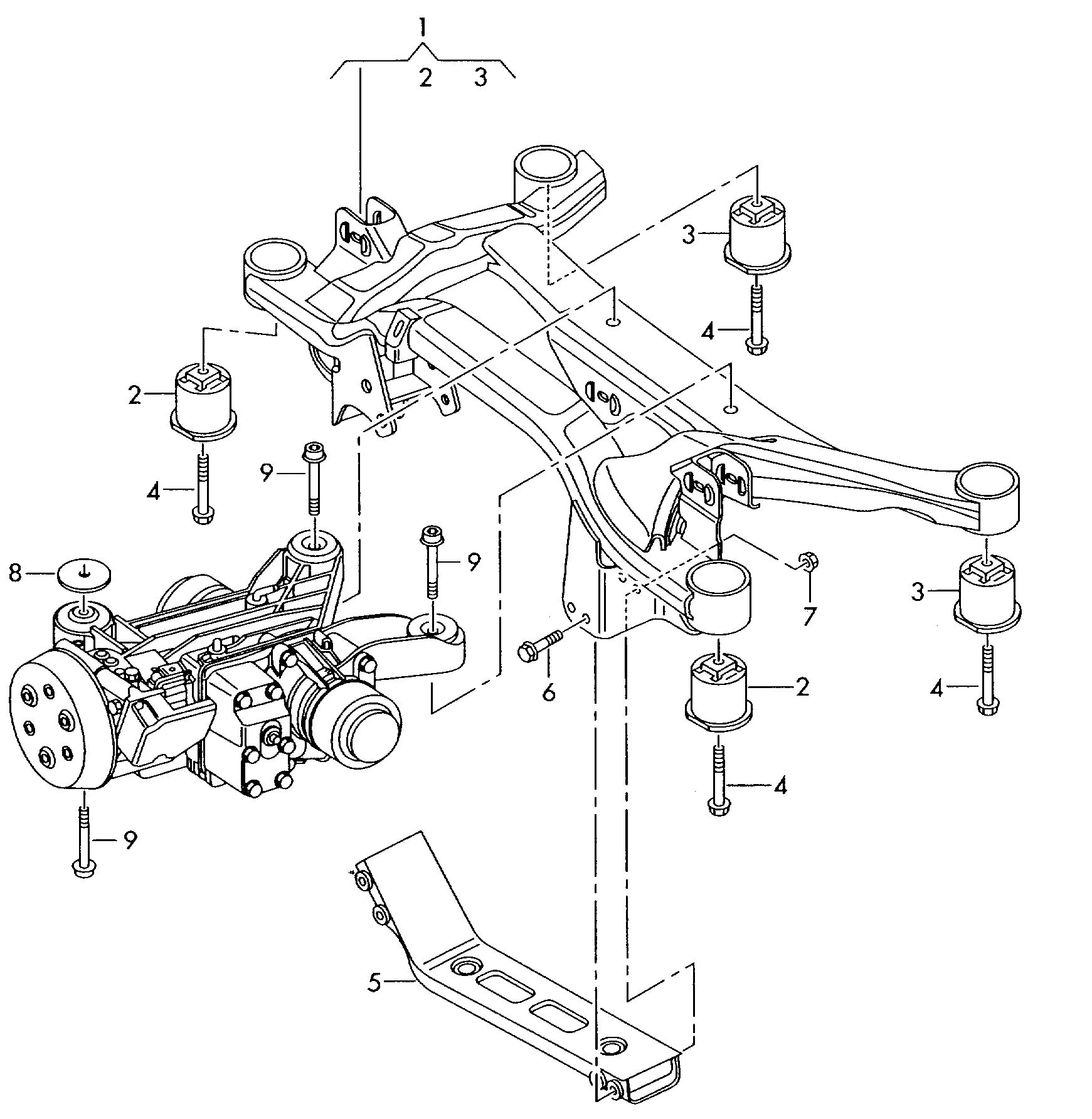 505 - Support frame; Wishbone; Axle guide; Wheel bearing housing; Cross ...