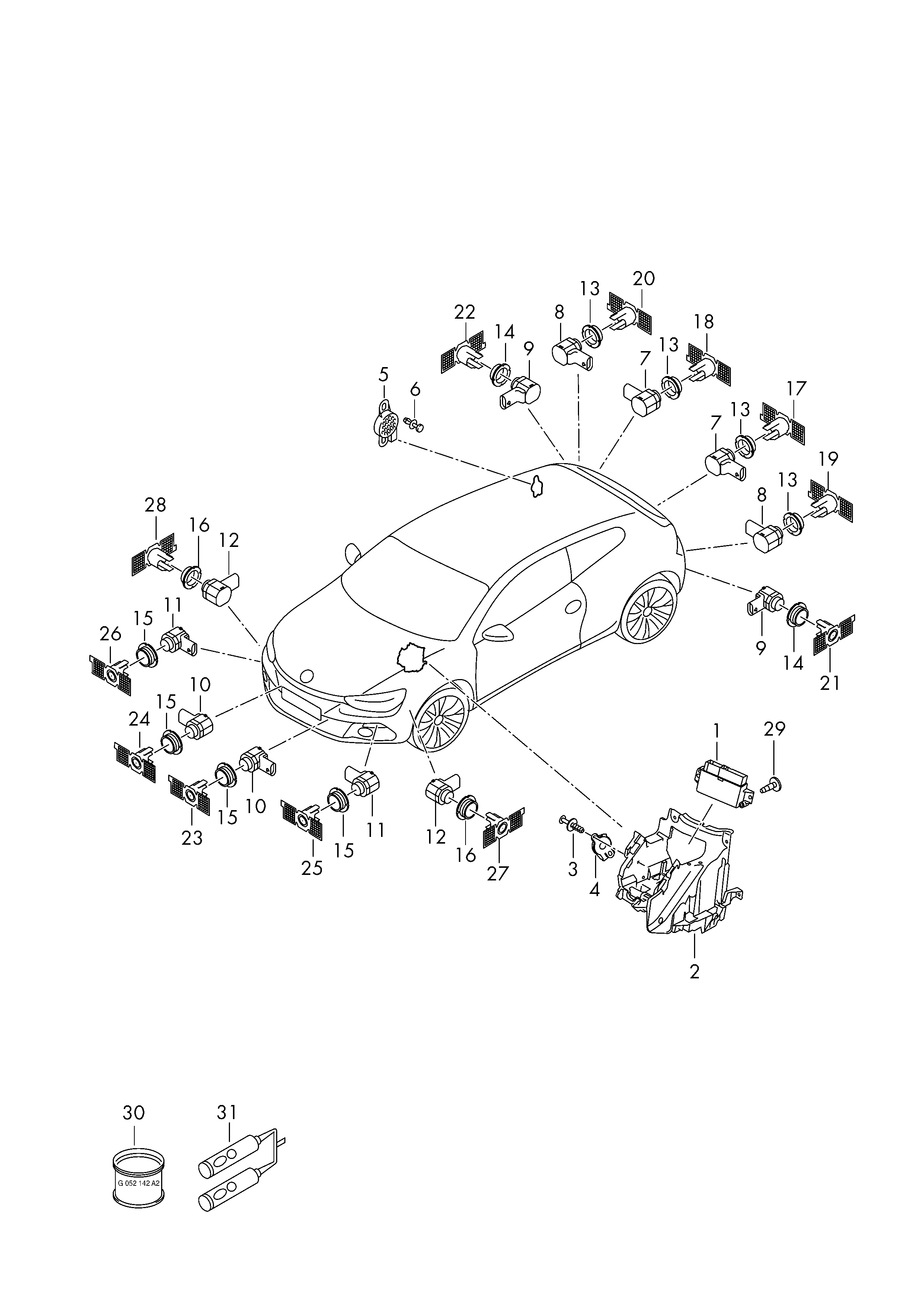 919 - Control unit for park steering assist; Socket; Cigarette lighter ...
