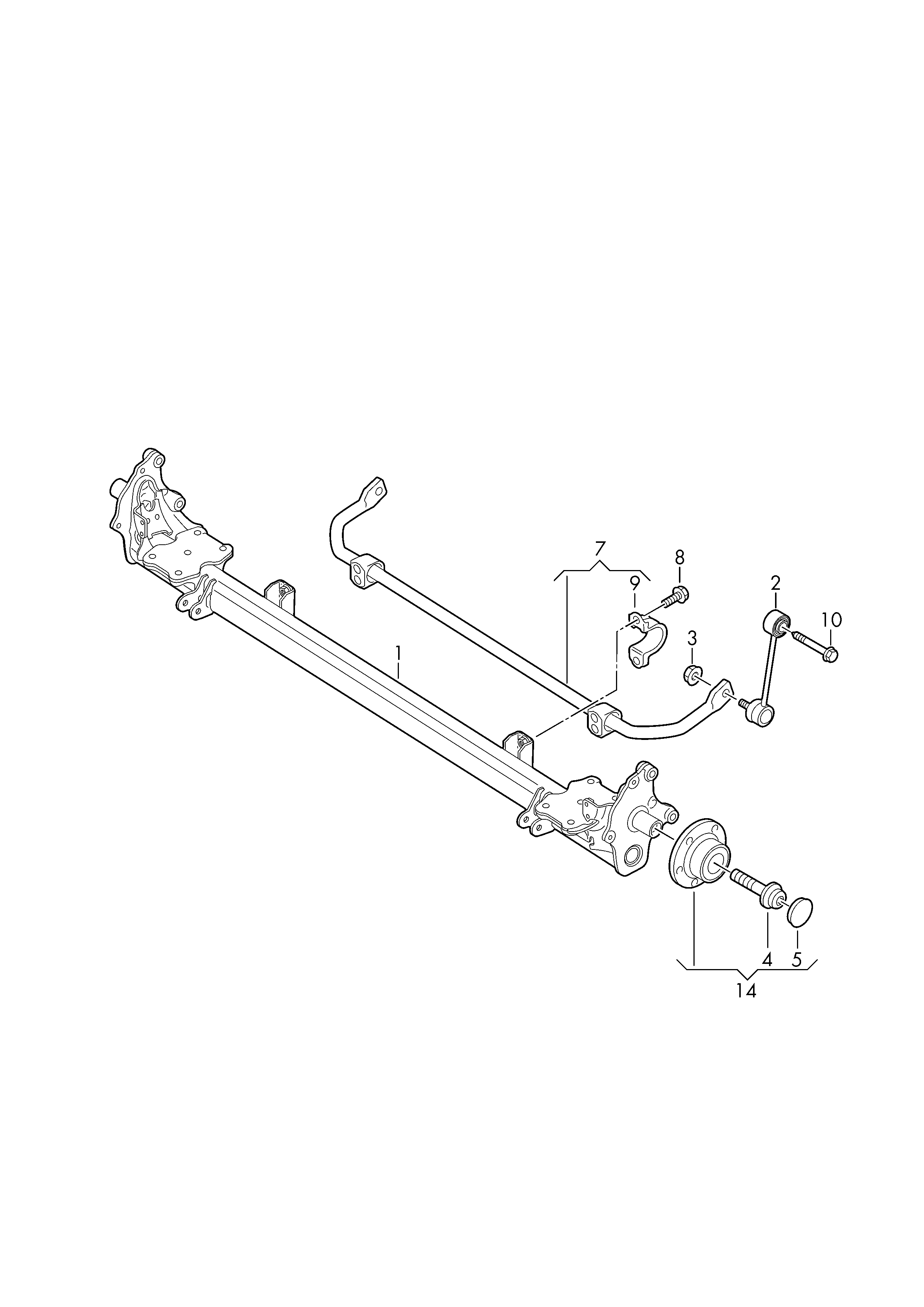 501 - rear axle beam; Wheel bearing with assembly part; Anti-roll bar ...